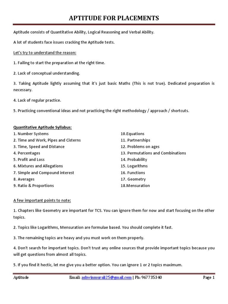 Aptitude Portions | PDF | Reason | Logic