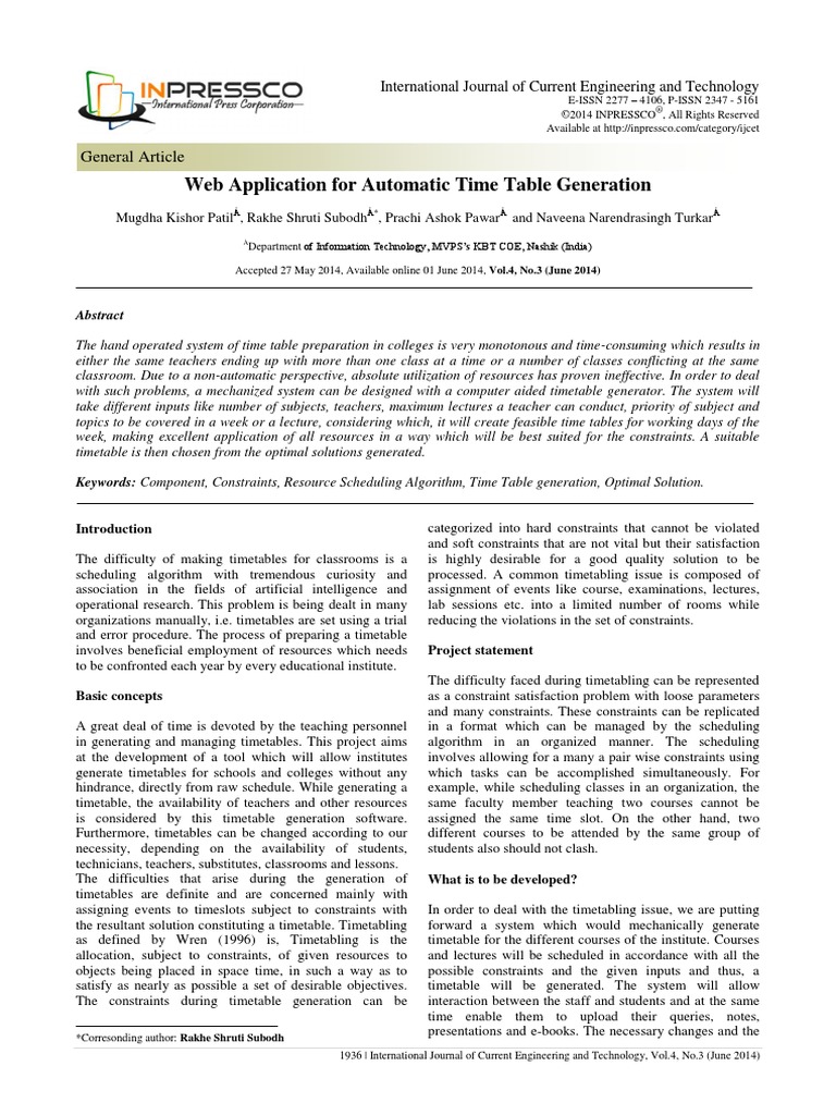 Time-Table Generating System PDF | PDF | Lecture | Teachers
