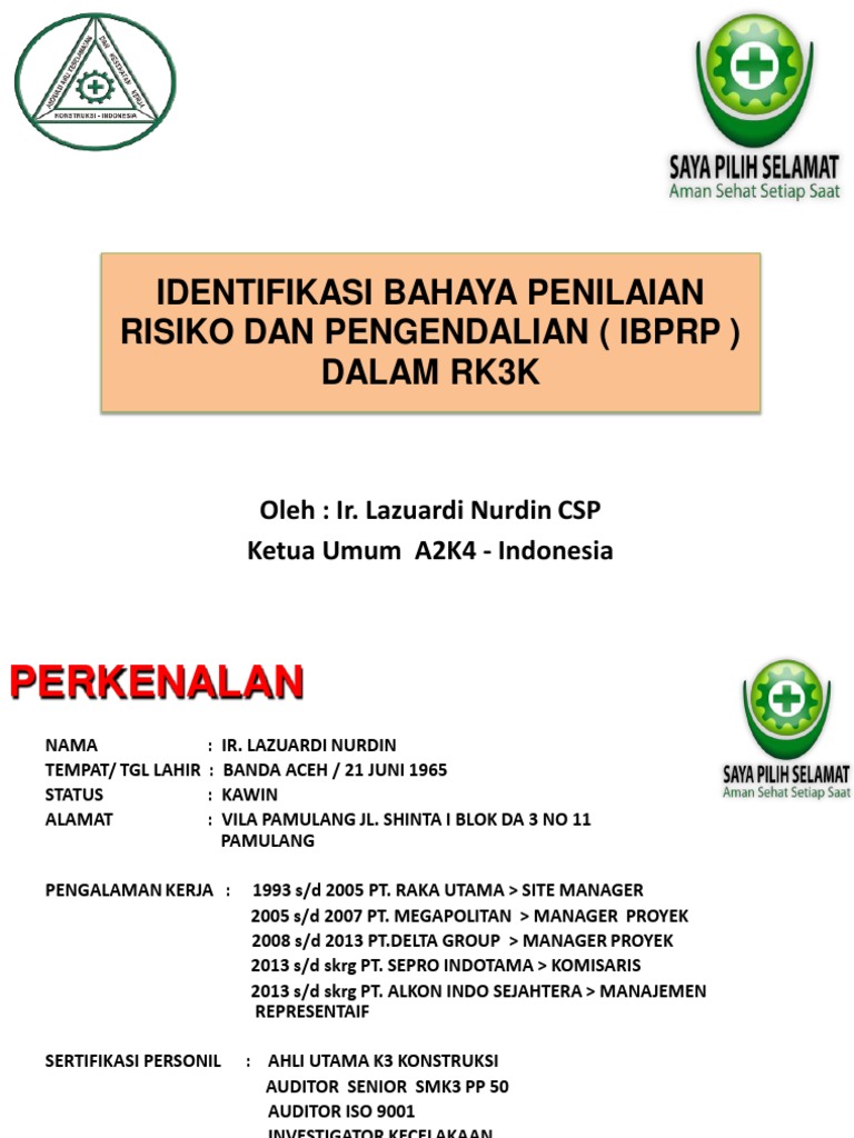CPD Ahli K3 Konstruksi 14 05 Identifikasi Bahaya PDF | PDF