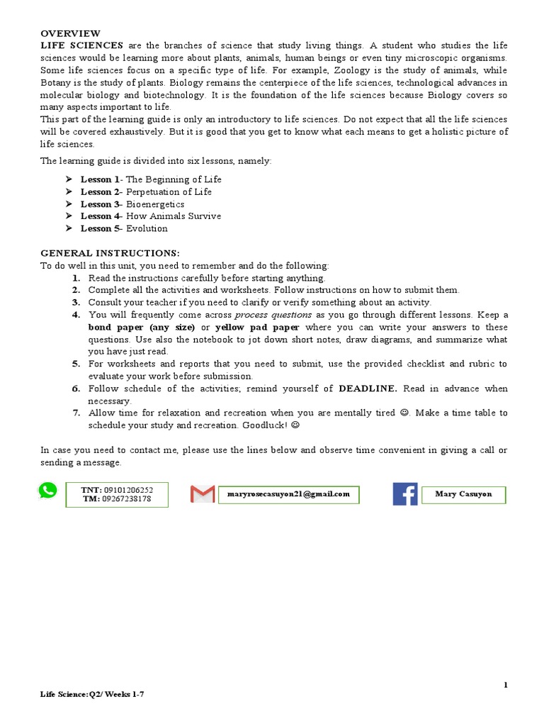 Grade 11 Learning Guide | Download Free PDF | Cell (Biology) | Genetic ...