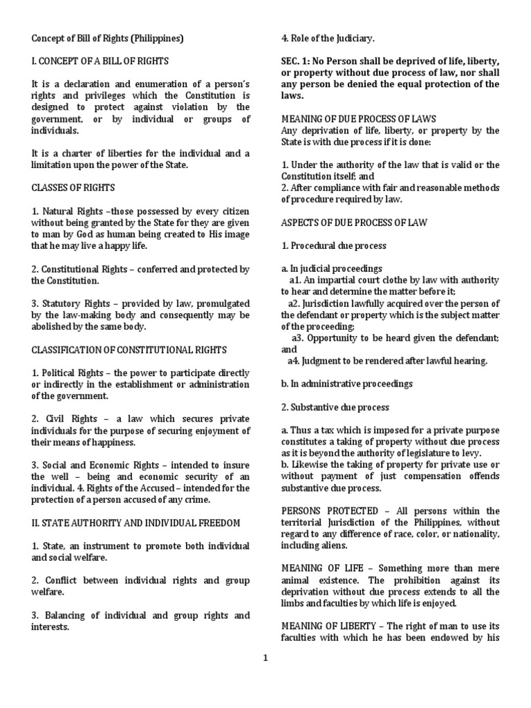 Concept of Bill of Rights | PDF | Search And Seizure | Habeas Corpus