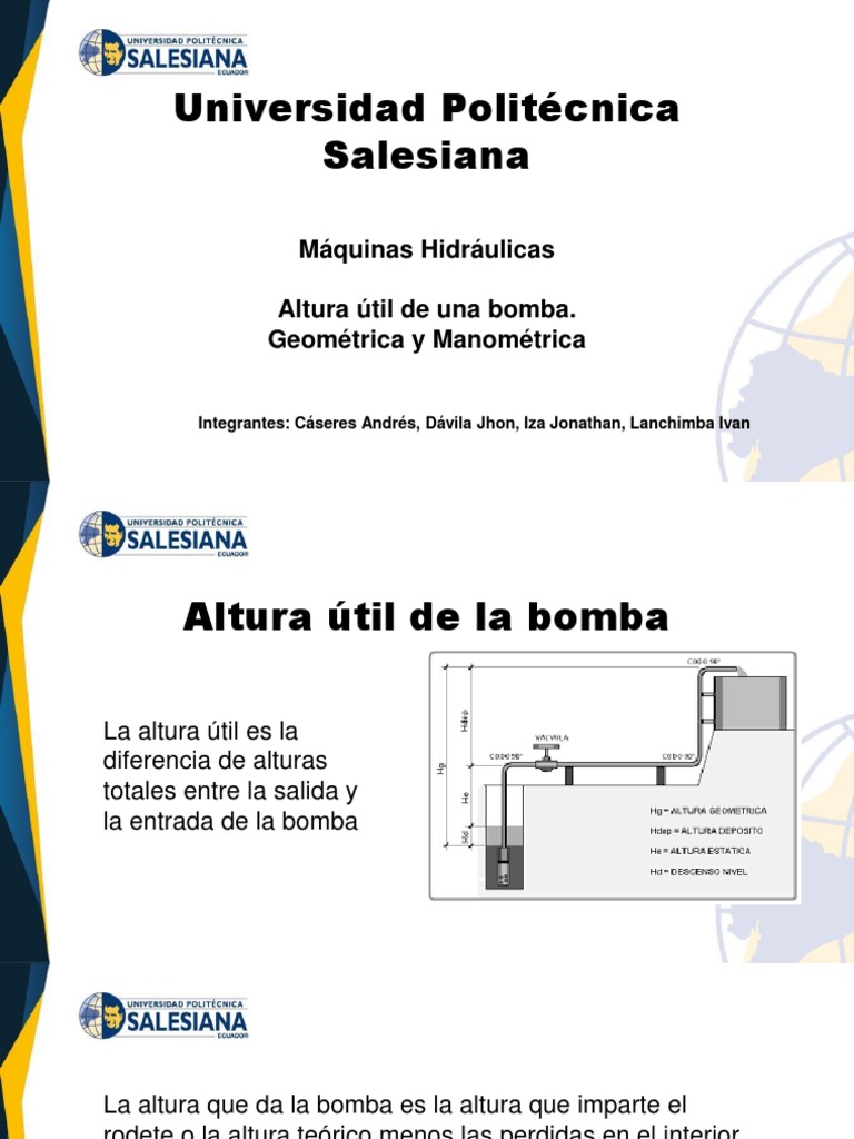 Altura Manométrica en Bombas Hidráulicas | PDF | Bomba | Herramientas