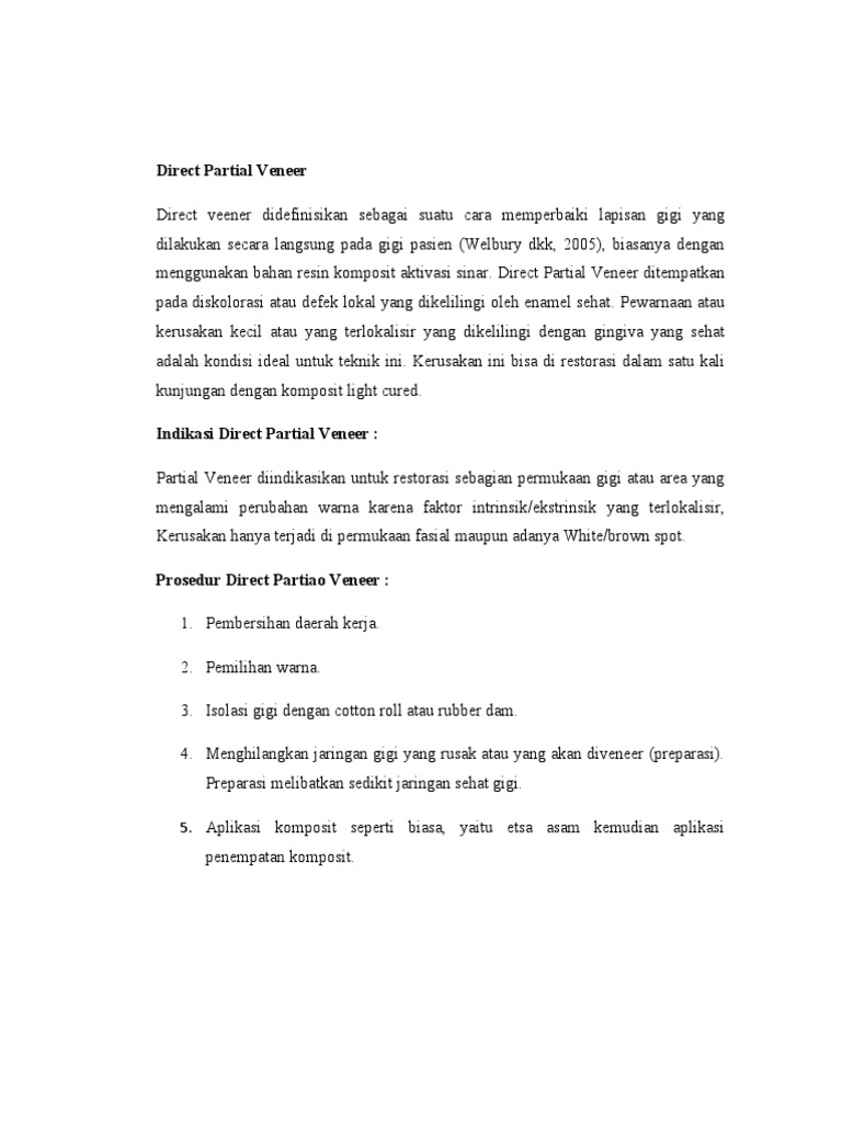 Direct Partial Veneer | PDF