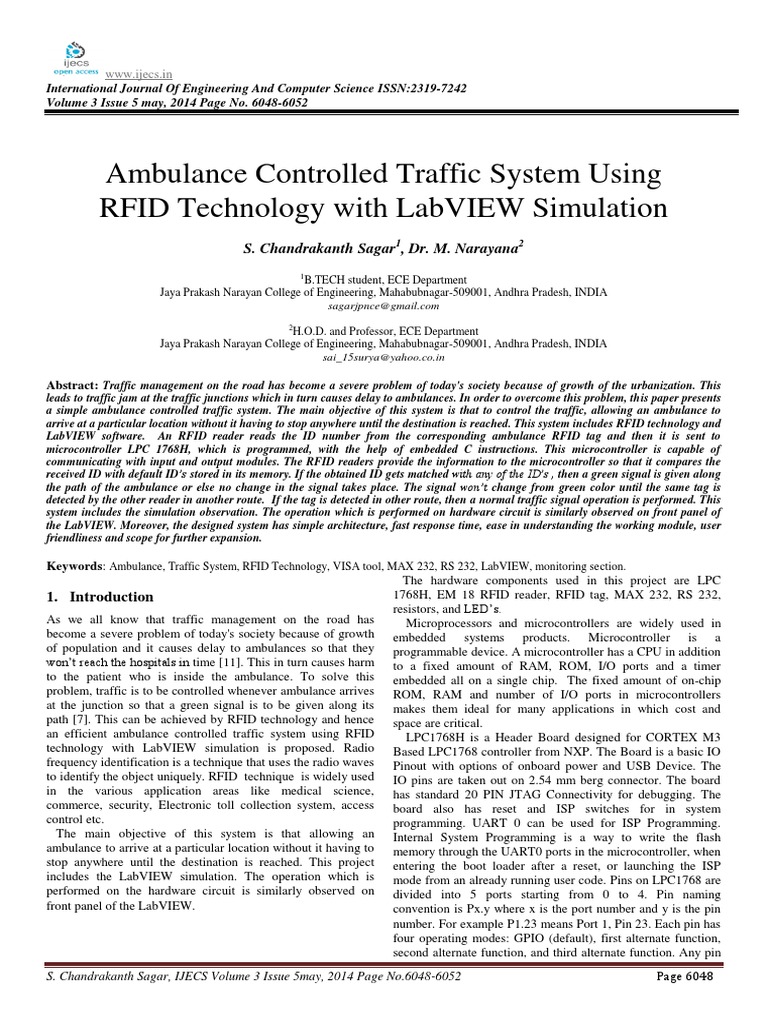 Ambulance Controlled Traffic System Using Rfid Technology With Labview ...