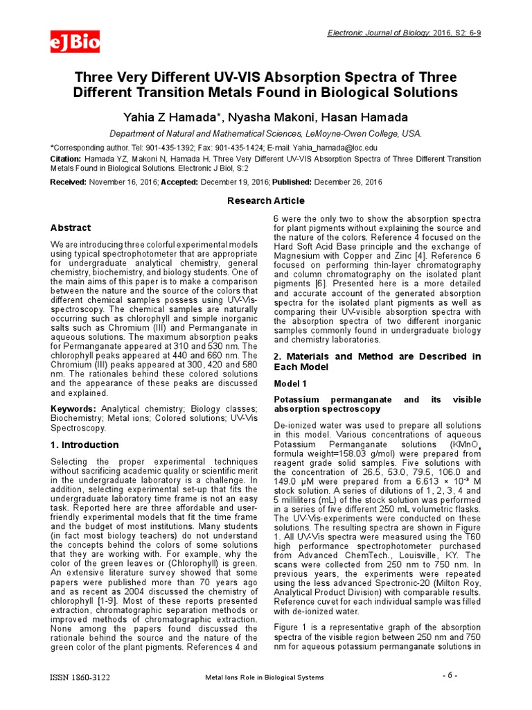 Three Very Different Uvvis Absorption Spectra of Threedifferent ...