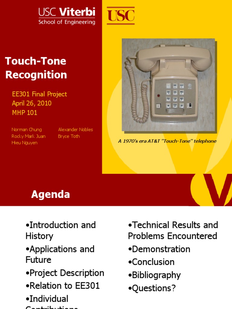 Touch-Tone Recognition: EE301 Final Project April 26, 2010 MHP 101 | PDF | Signal Processing ...