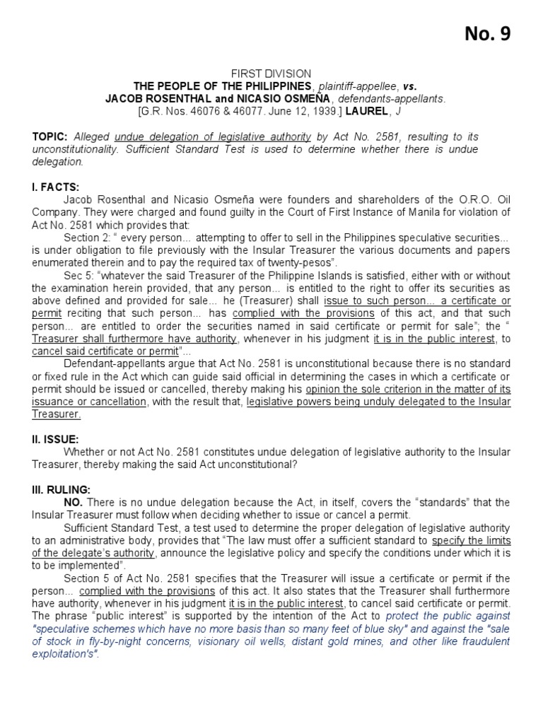 People V Rosenthal | PDF | Judgment (Law) | Constitutional Law