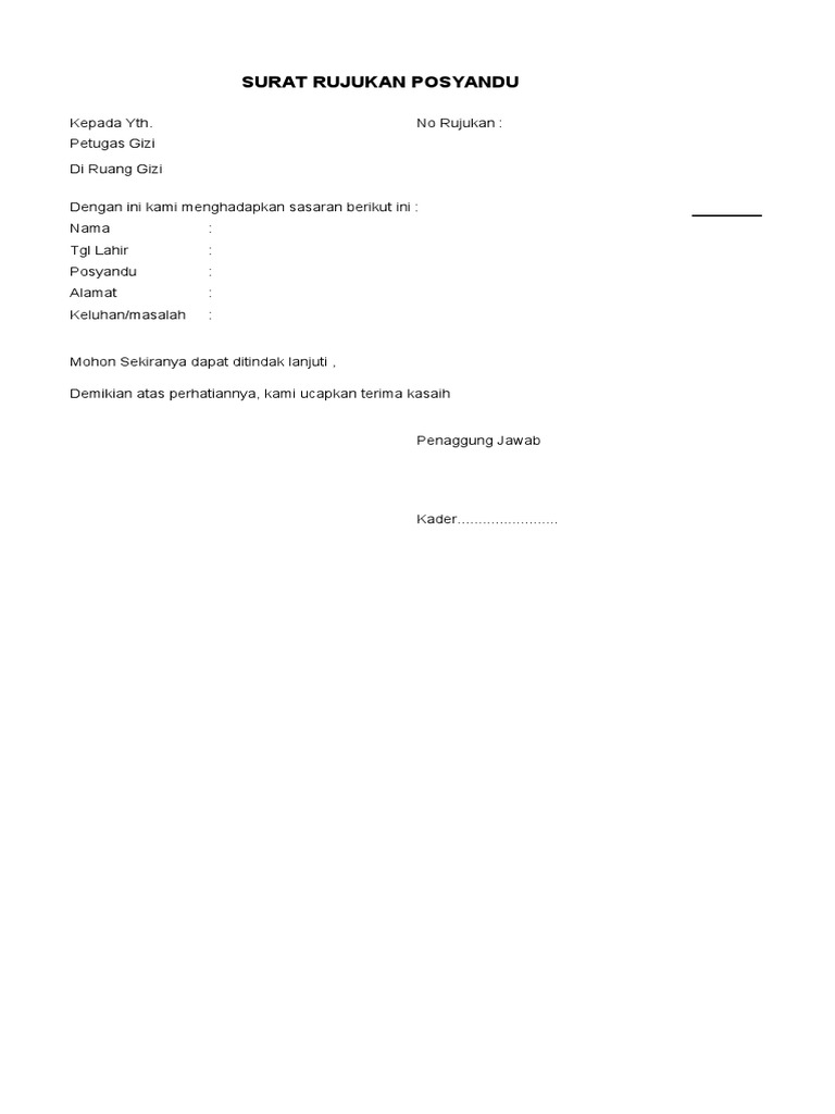 Surat Rujukan Posyandu | PDF