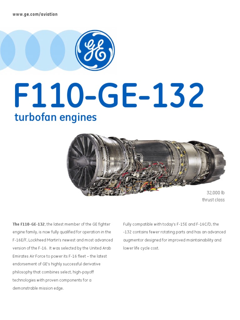Turbofan Engines: The F110-GE-132, The Latest Member of The GE Fighter ...