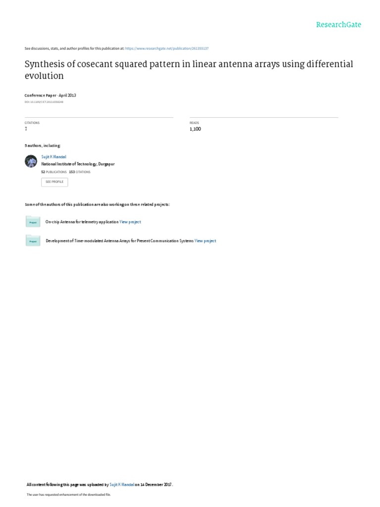 Synthesis of Cosecant Squared Pattern in Linear An | PDF | Array Data ...