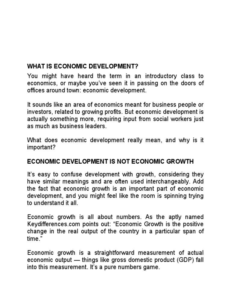 What Is Economic Development? | PDF | Economic Development | Gross ...