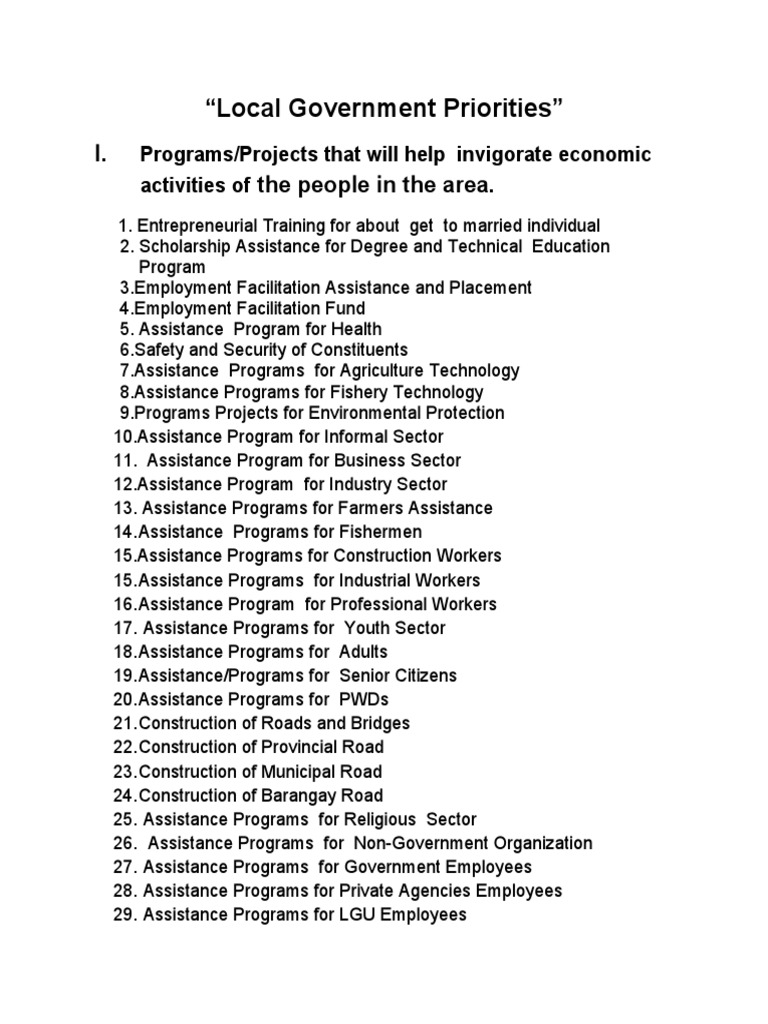 "Local Government Priorities": I. The People in The Area | PDF ...