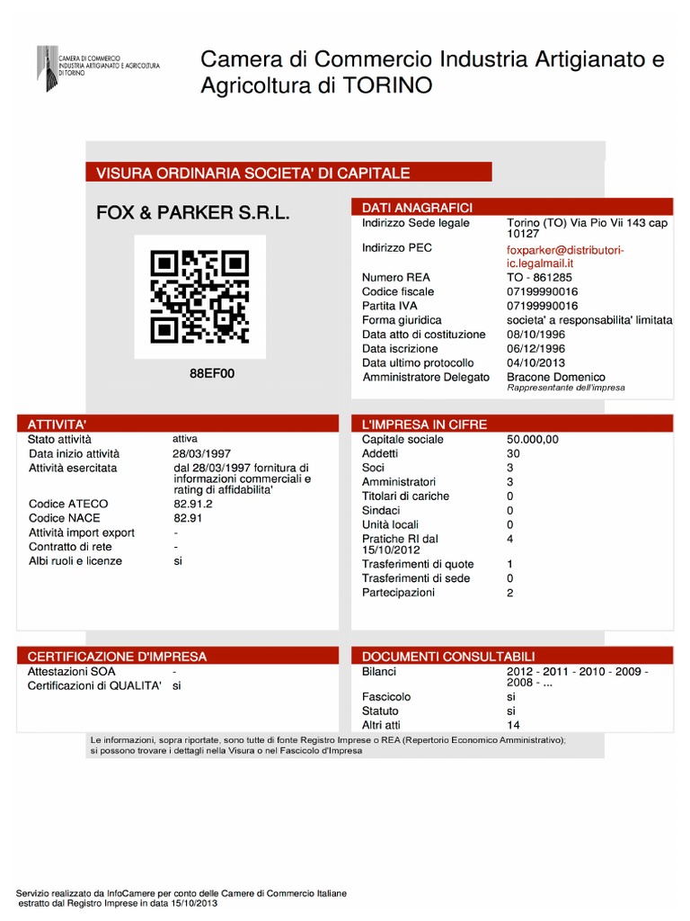 Esempio Visura PDF | PDF