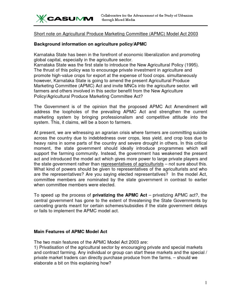 APMC in Karnataka | PDF | Agriculture | Risk