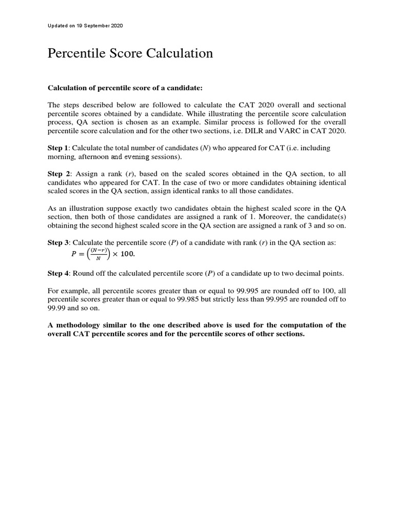 Percentile Score Calculation1 | PDF