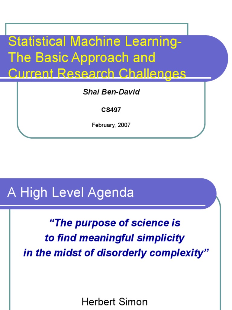 Statistical Machine Learning-The Basic Approach and Current Research ...