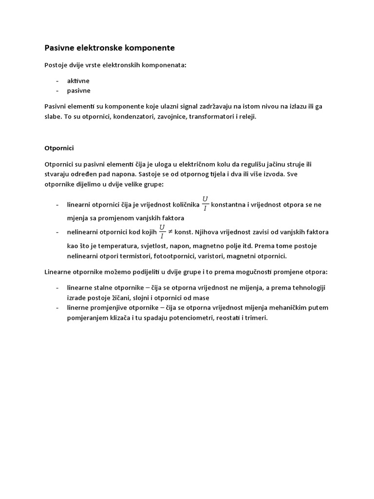 Pasivne Elektronske Komponente | PDF