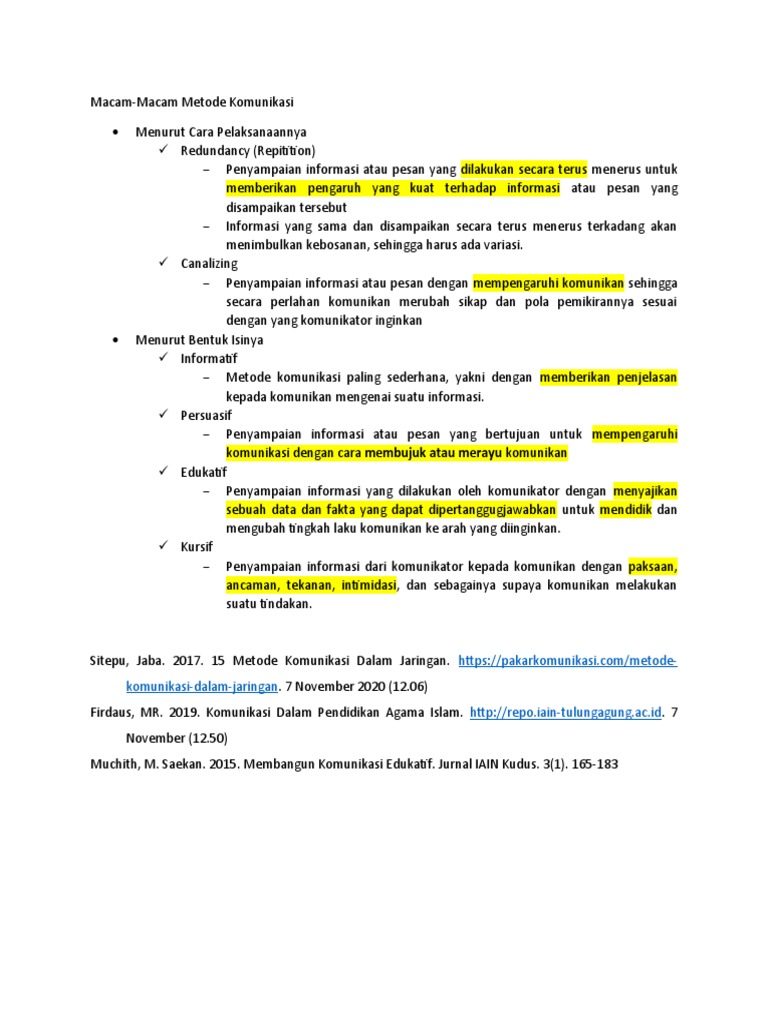 Macam-Macam Metode Komunikasi | PDF