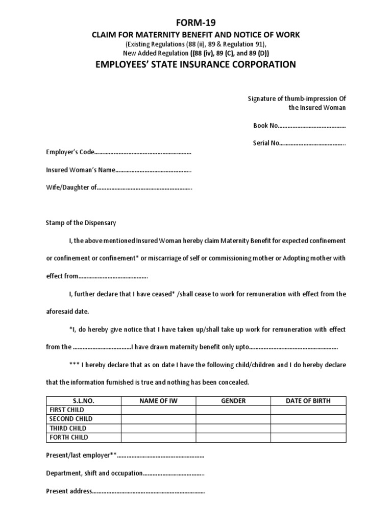 Maternity New Form 19 | Download Free PDF | Common Law | Virtue