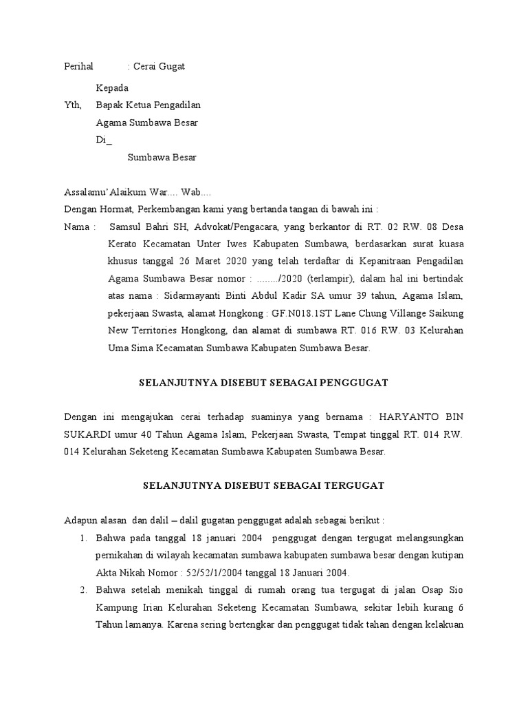 Cerai Gugat Haryanto | PDF | Hukum