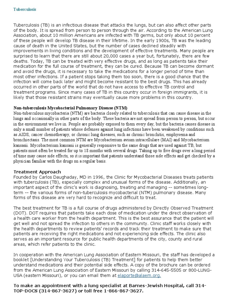 Non-Tuberculosis Mycobacterial Pulmonary Disease (NTM) | PDF | Mycobacterium | Tuberculosis