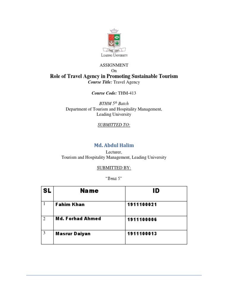 Travel Agency Assignment PDF | PDF | Travel Agency | Tourism