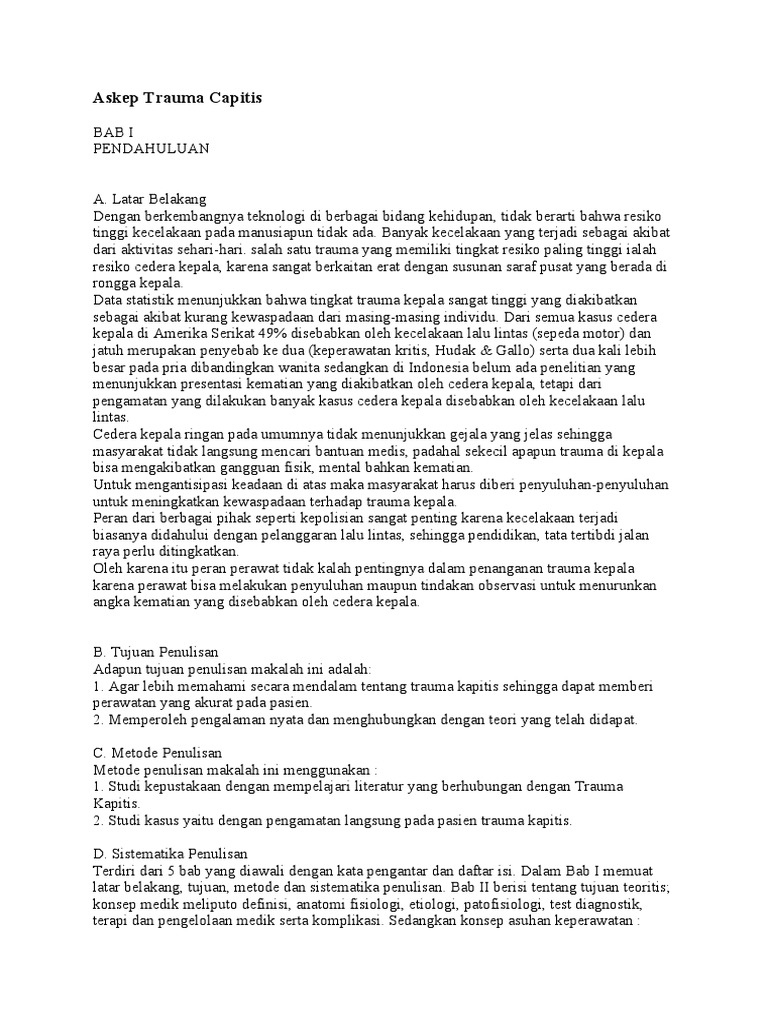 Askep Trauma Capitis | PDF | Kesehatan Holistik
