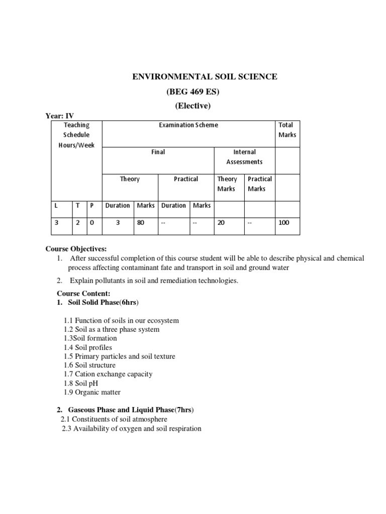 Environmental Soil Science Course Overview | PDF | Soil | Water
