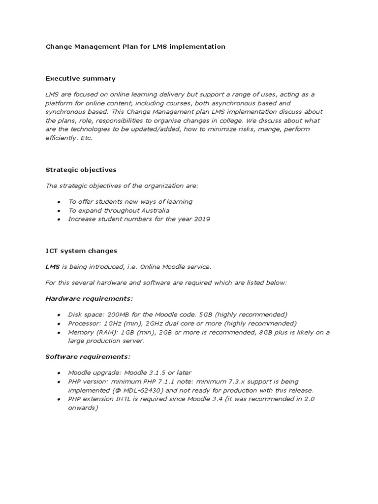 Change Management Plan | PDF