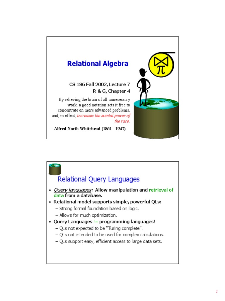Understanding Relational Algebra and Relational Query Languages: A Foundation for SQL and Query ...