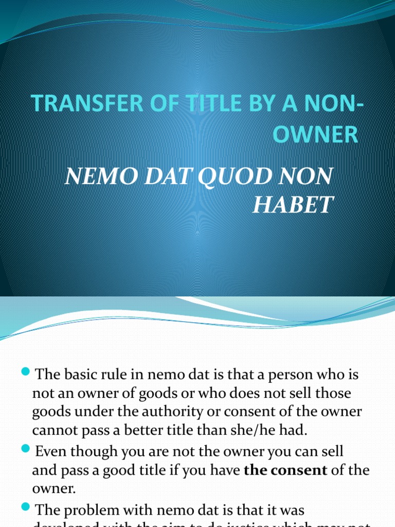 Nemo Dat | PDF | Estoppel | Common Law