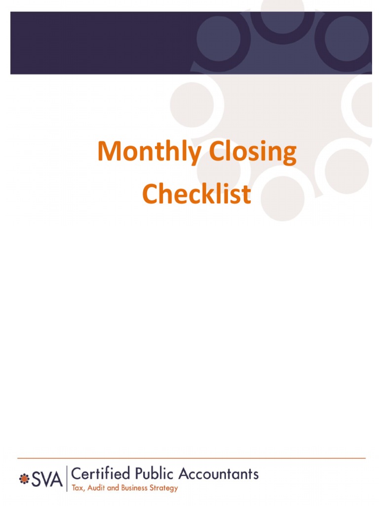 Monthly Closing Checklist PDF | PDF | Accrual | Depreciation