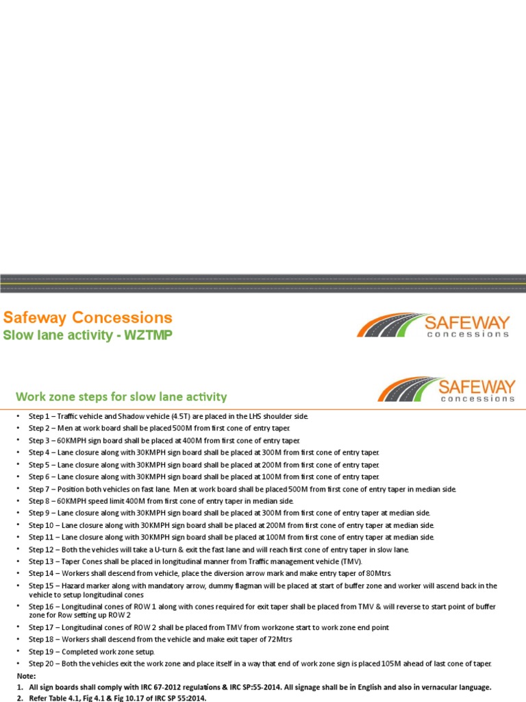 WZTMP - Slow Lane Traffic Management Plan | PDF | Traffic | Industrial ...