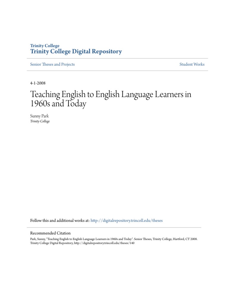 ESL Programs: 1960s vs. Today | PDF | English As A Second Or Foreign ...