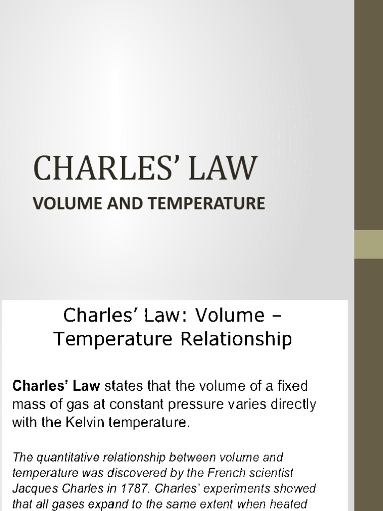 Charles' Law: Volume & Temp Explained | PDF