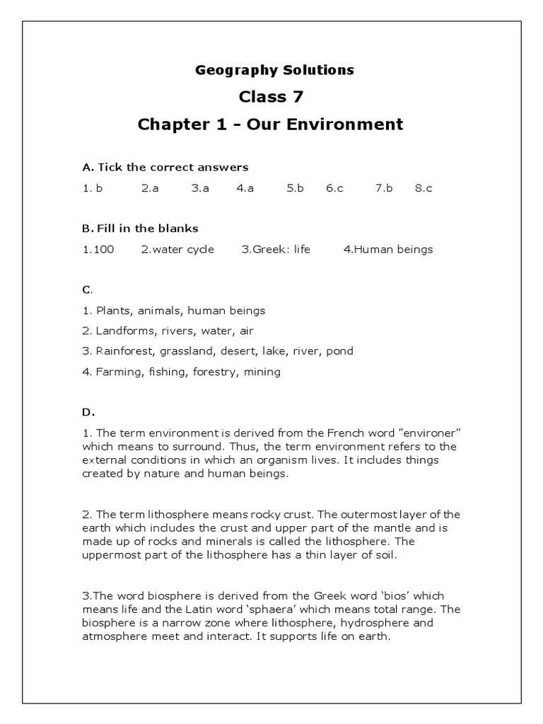 Geography Solutions Class 7th Chap 1 PDF | PDF | Natural Environment ...