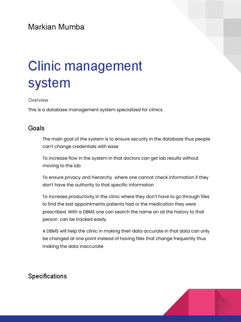 Smart Clinic Management System Overview | PDF | Self-Improvement | Wellness