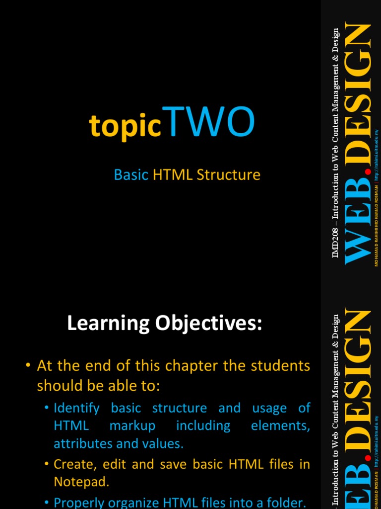 Chap2 Basic HTML Structure | PDF | Html Element | World Wide Web