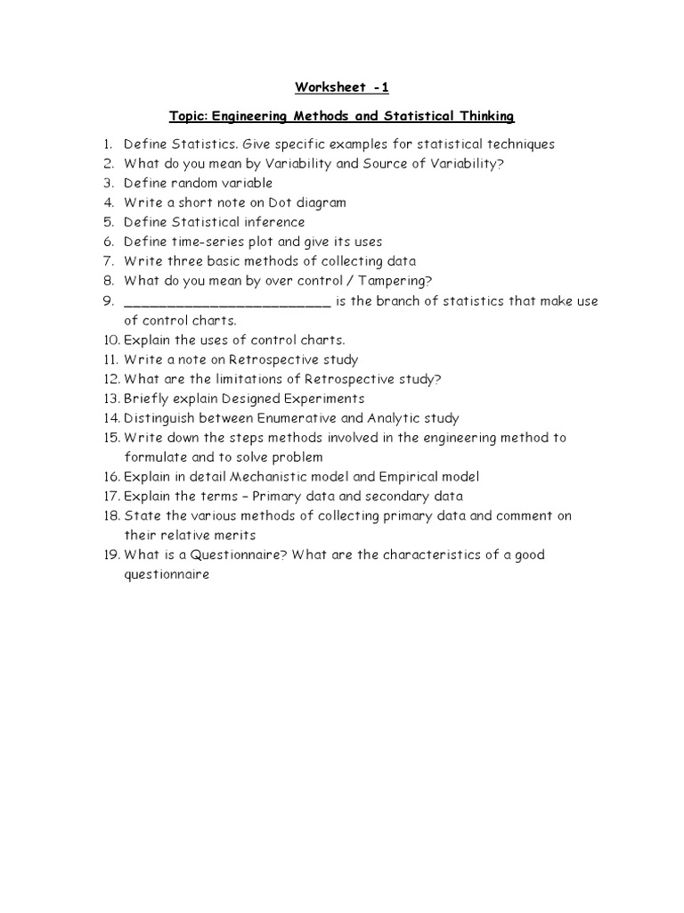 As - Work Sheet, Collection of Data | PDF | Statistical Classification ...