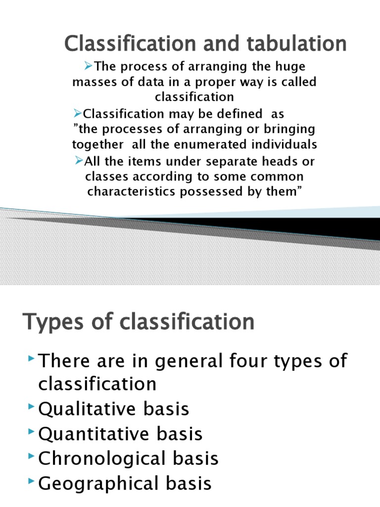 Classification and Tabulation | PDF | Quantitative Research | Data