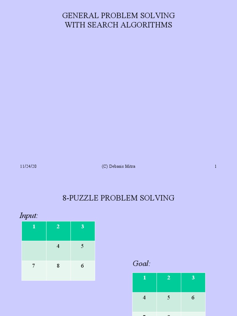 General Problem Solving With Search Algorithms: 11/24/20 (C) Debasis Mitra 1 | PDF | Algorithms ...
