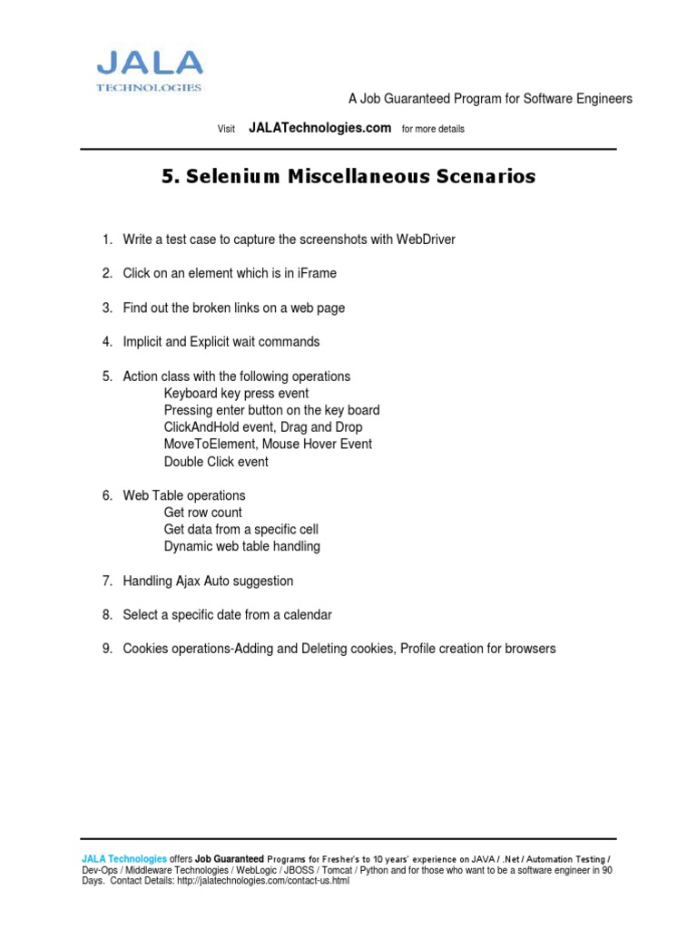 Selenium Miscellaneous Scenarios | PDF | Computers