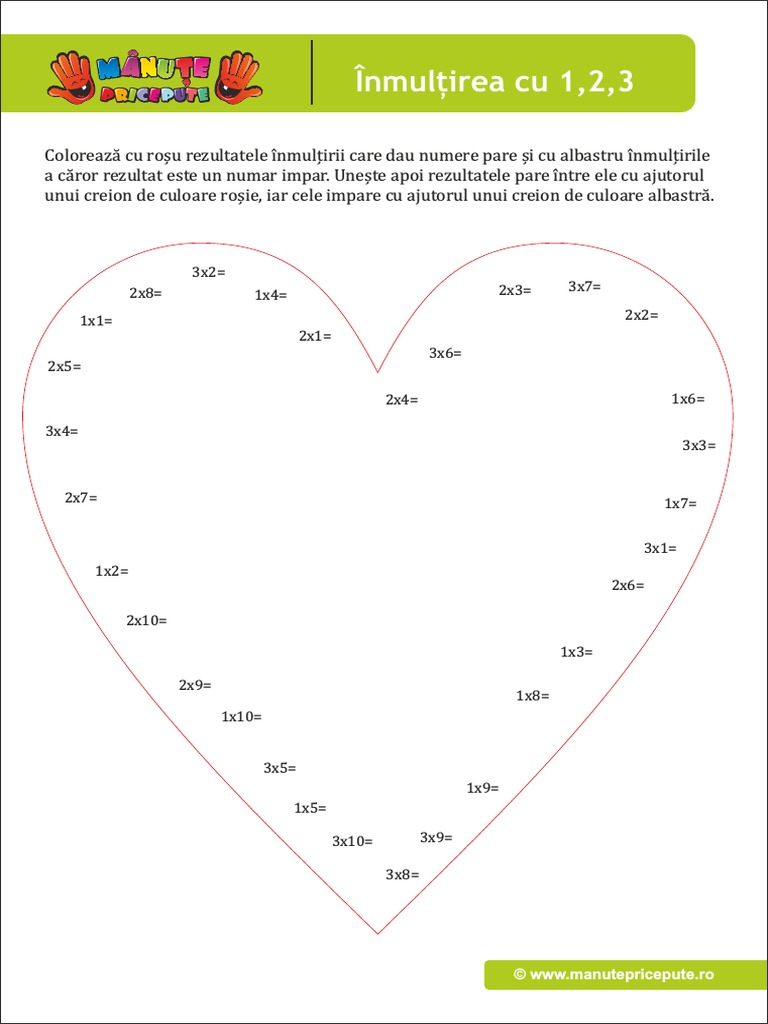 002 Fise de Lucru Înmultirea Cu 1 2 Si 3 PDF | PDF