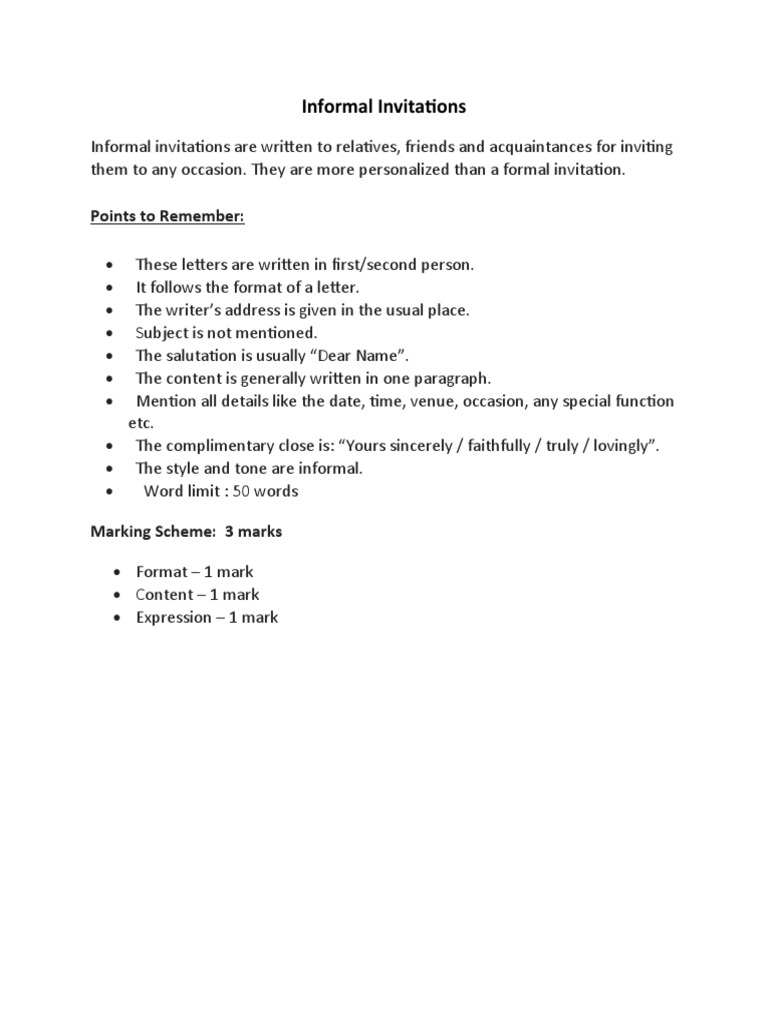 Guide to Crafting Informal Invitations and Replies | PDF