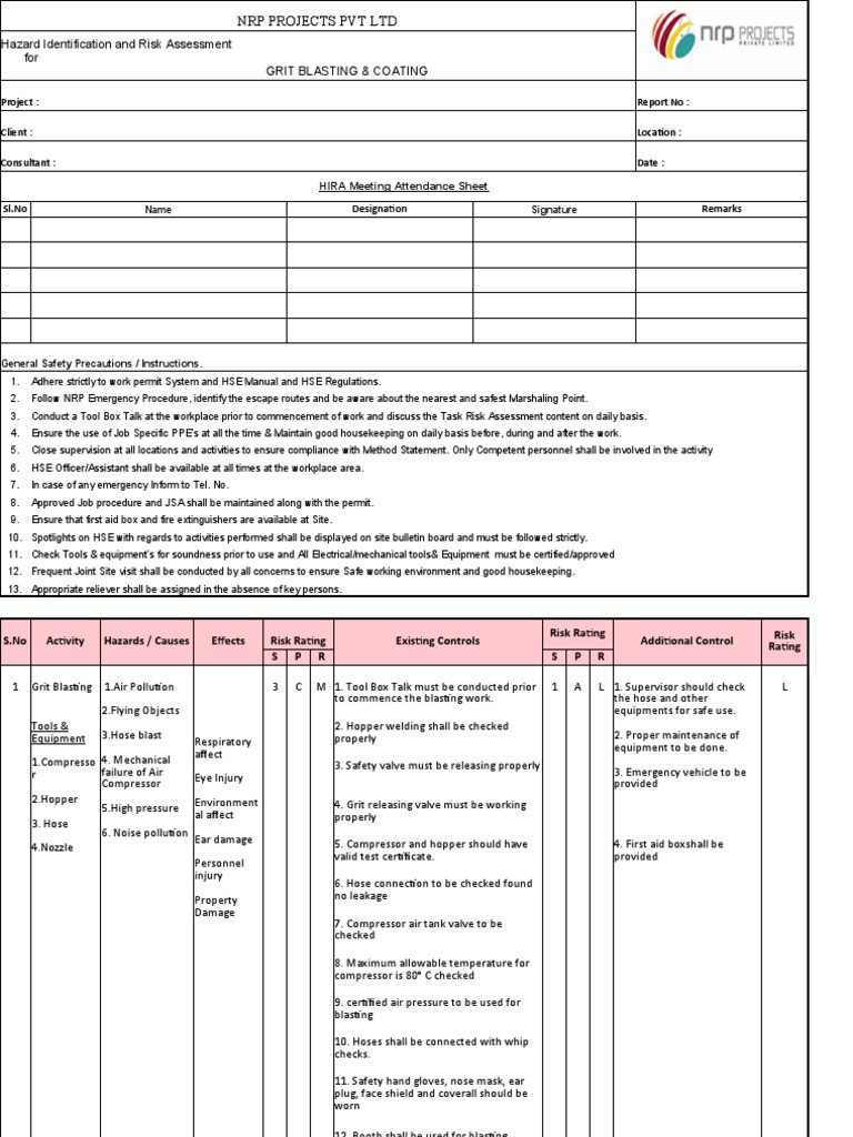 Grit Blasting, Coating | PDF | Fires | Risk Assessment
