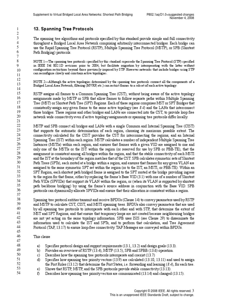 Spanning Tree Protocols 1108 | Download Free PDF | Networking Standards | Computer Standards