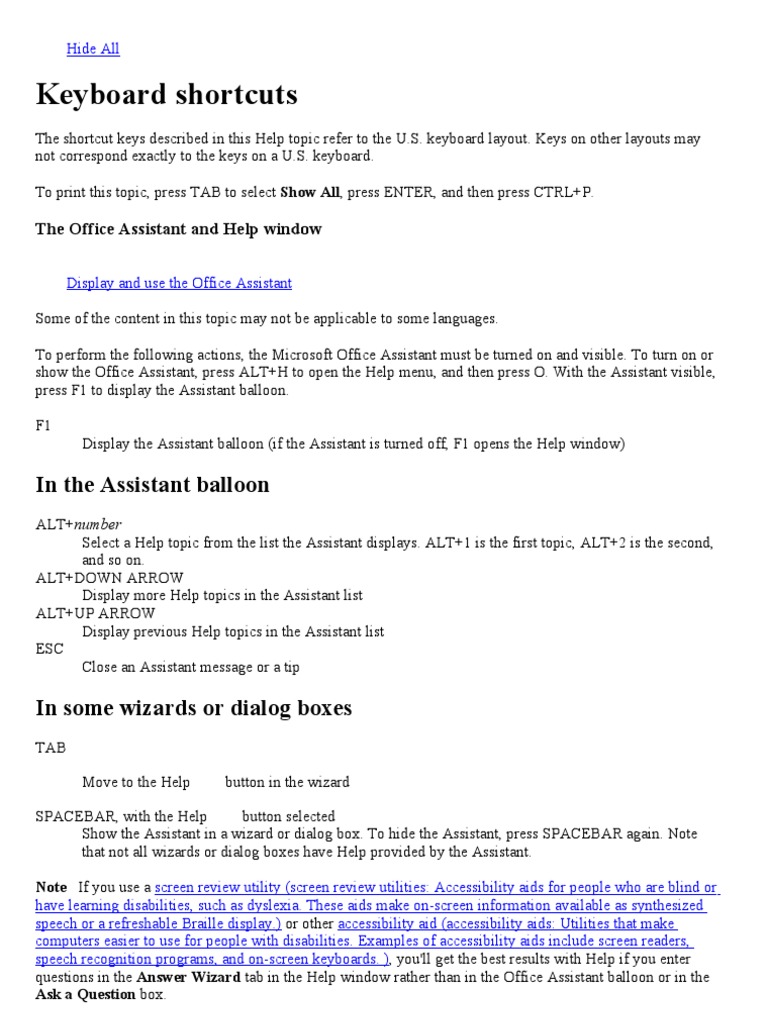 Keyboard Shortcuts (Word) | Download Free PDF | Computer Keyboard | Menu (Computing)