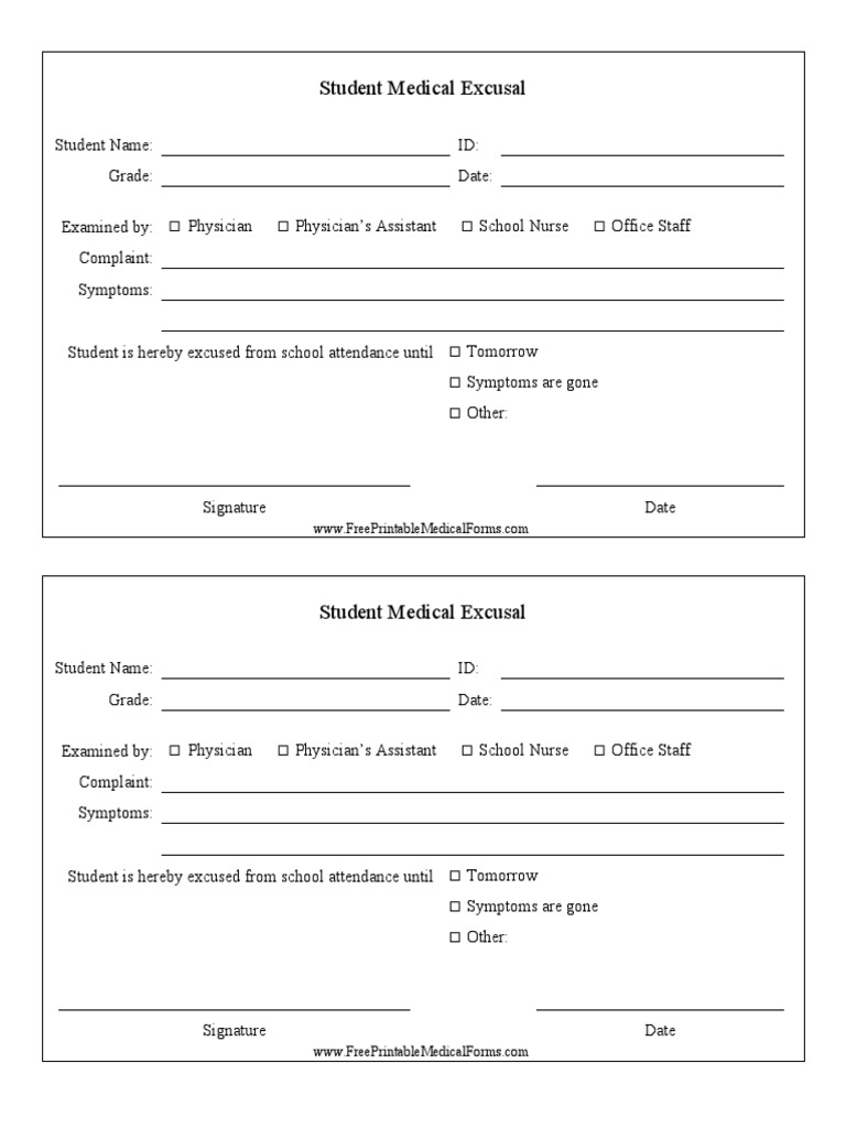 Student Medical Excusal | PDF