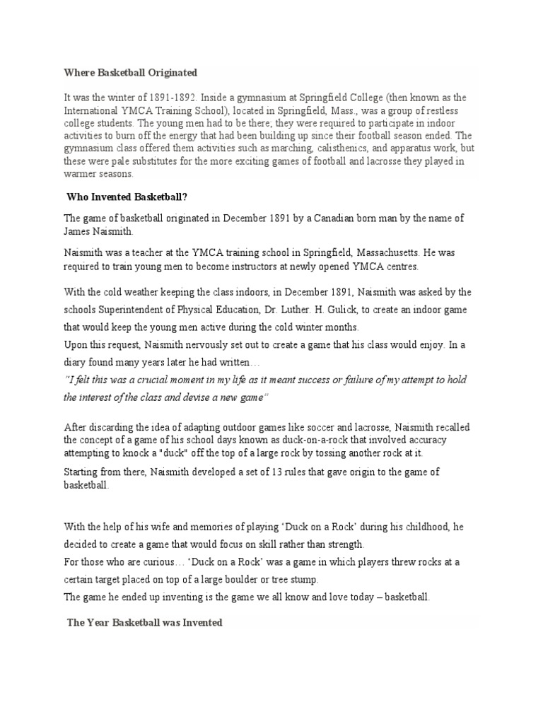 History of Basketball | PDF | Ymca | Ball Games