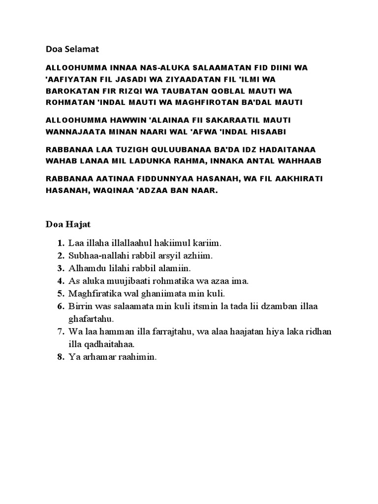 Doa Selamat | PDF